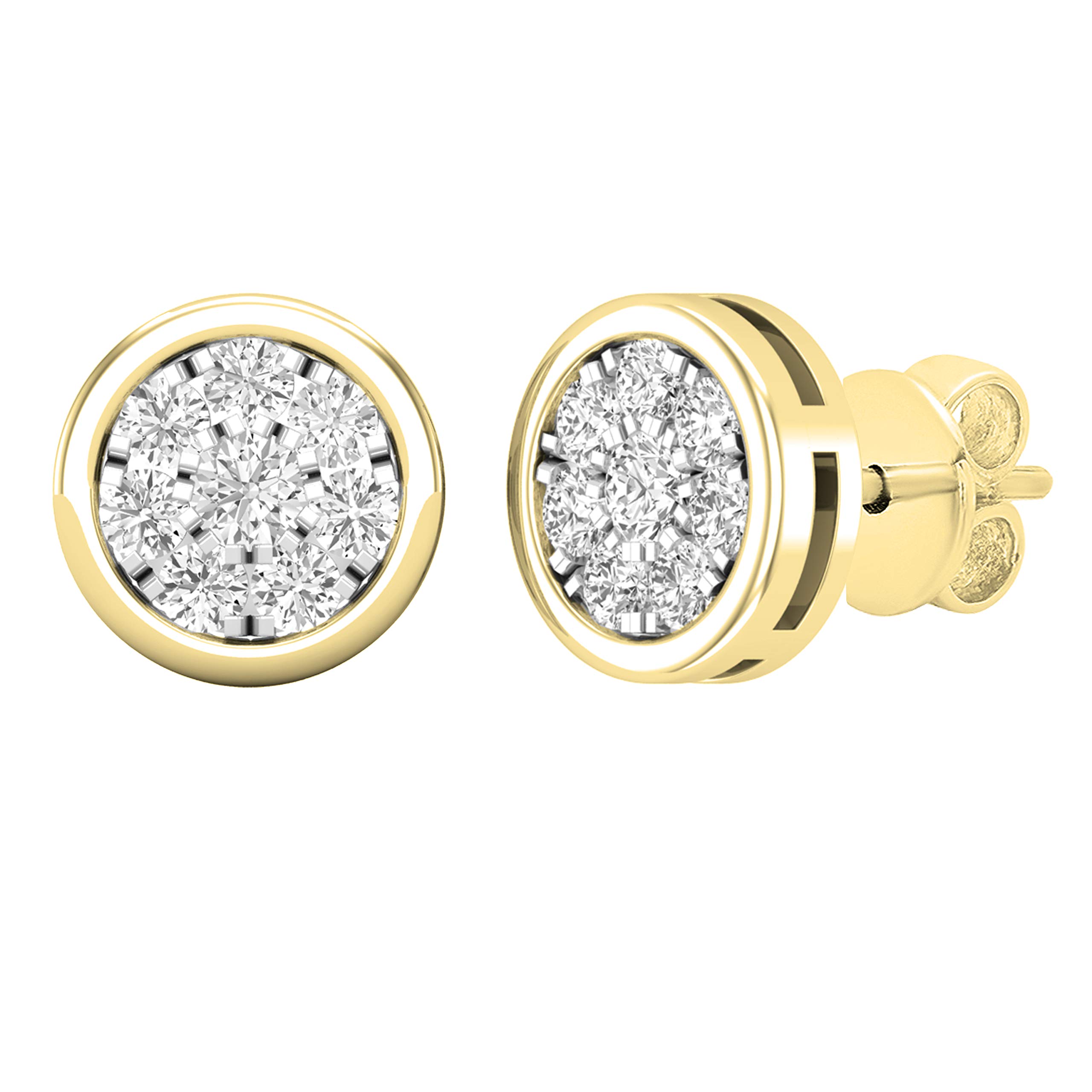 Dazzlingrock Collection 0.45 Carat (ctw) Round Diamond Ladies Flower Cluster Stud Earrings 1/2 CT, 10K Yellow Gold