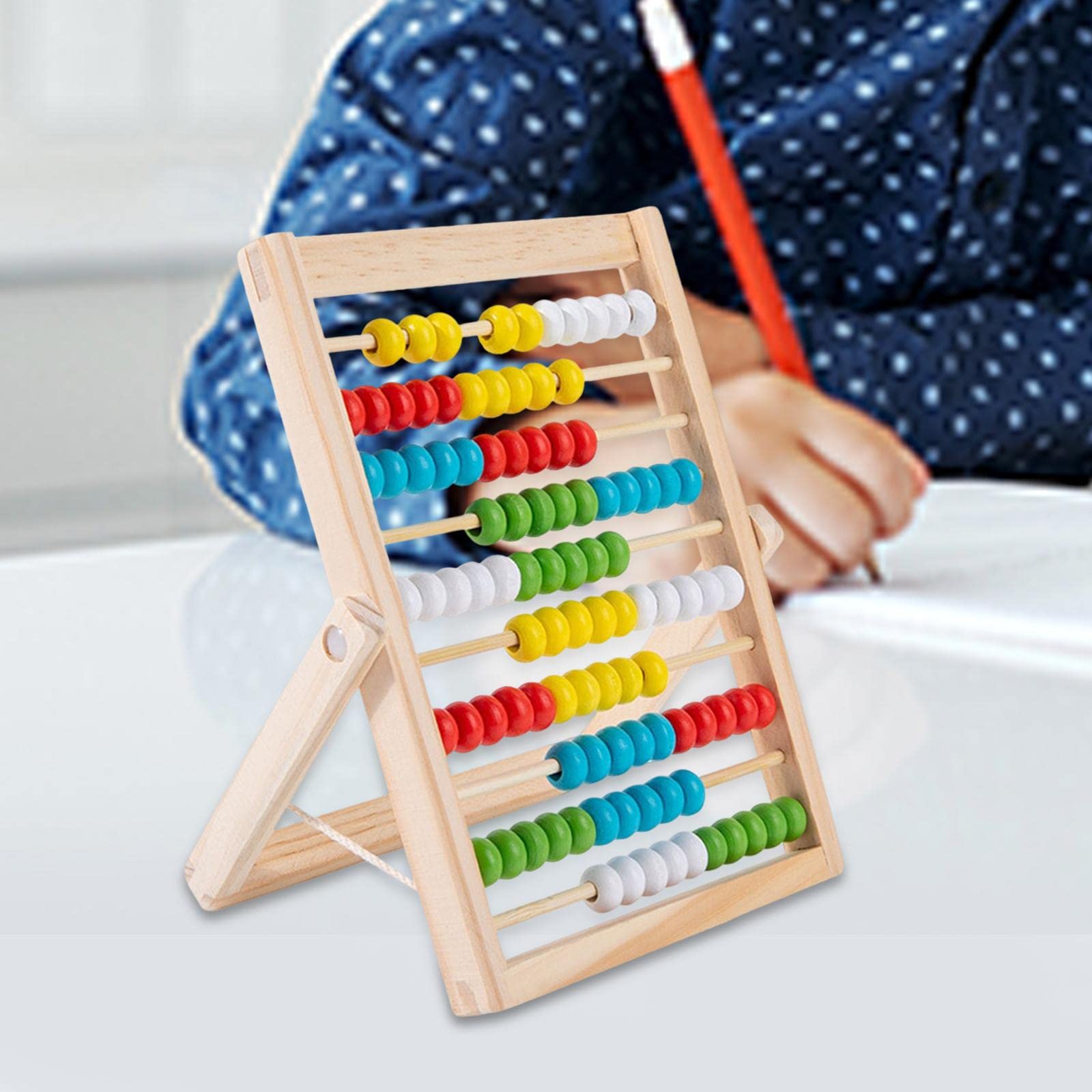Gazechimp Wooden Abacus Educational Counting Frames Toy,Kids Learning Math with 100 Colorful Beads,10 Rows Abacus for Children Toddlers Girls Boys