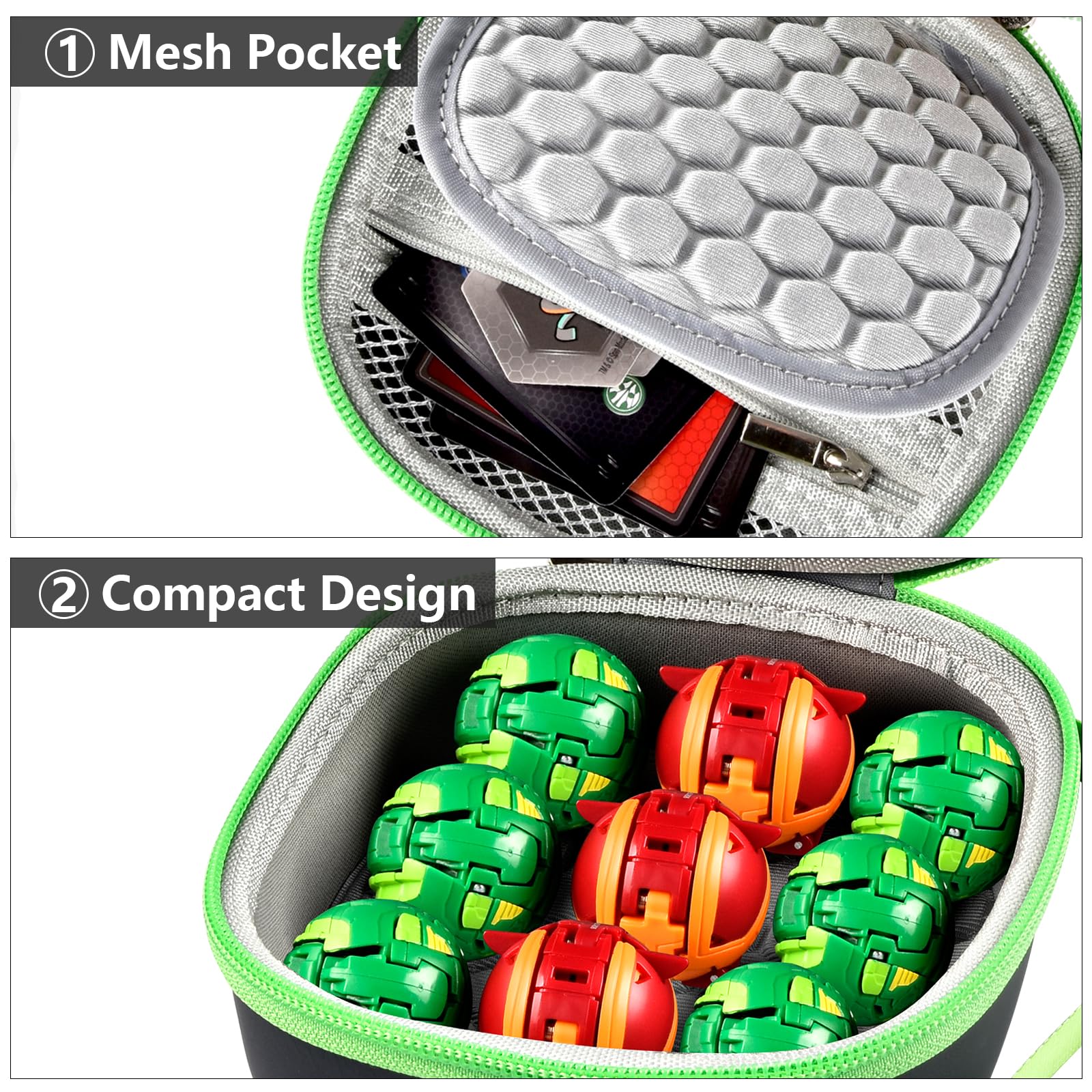 Toy Organizer Storage Case Compatible with Bakugan Figures, for BakuCores and Armored Alliance, Geogan Rising Battle Action Figure Carrying Storage Holder (Box Only) - Green