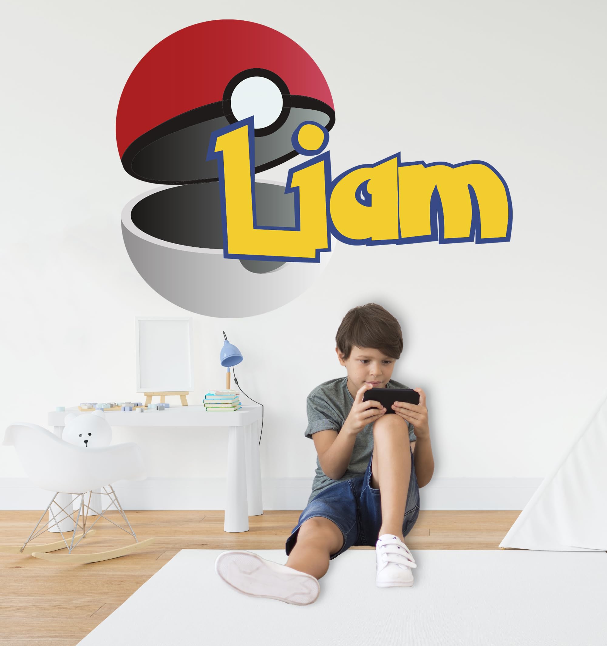 Generic Custom Name Wall Decal for Boys Bedroom - Wall Sticker for Kids Room - Custom Wall Decals for Decoration - Customization Decal Wall Decor for Kids Rooms, Red and White