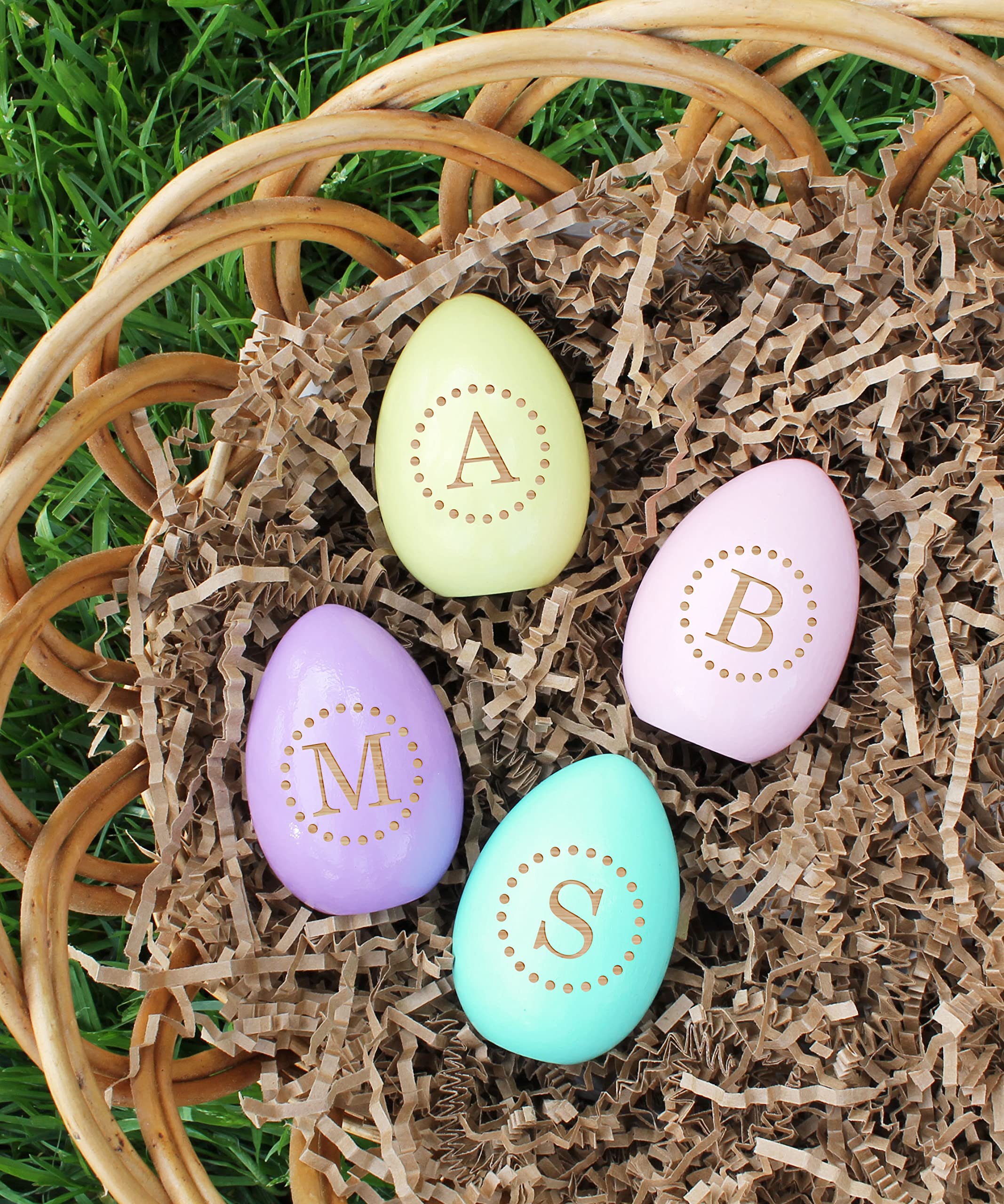 MYETCHEY Personalized Easter Egg Easter Basket Stuffers for Babies Baby Easter Easter Gifts for Toddlers Wood Easter Egg Easter Basket Stuffers for Toddler