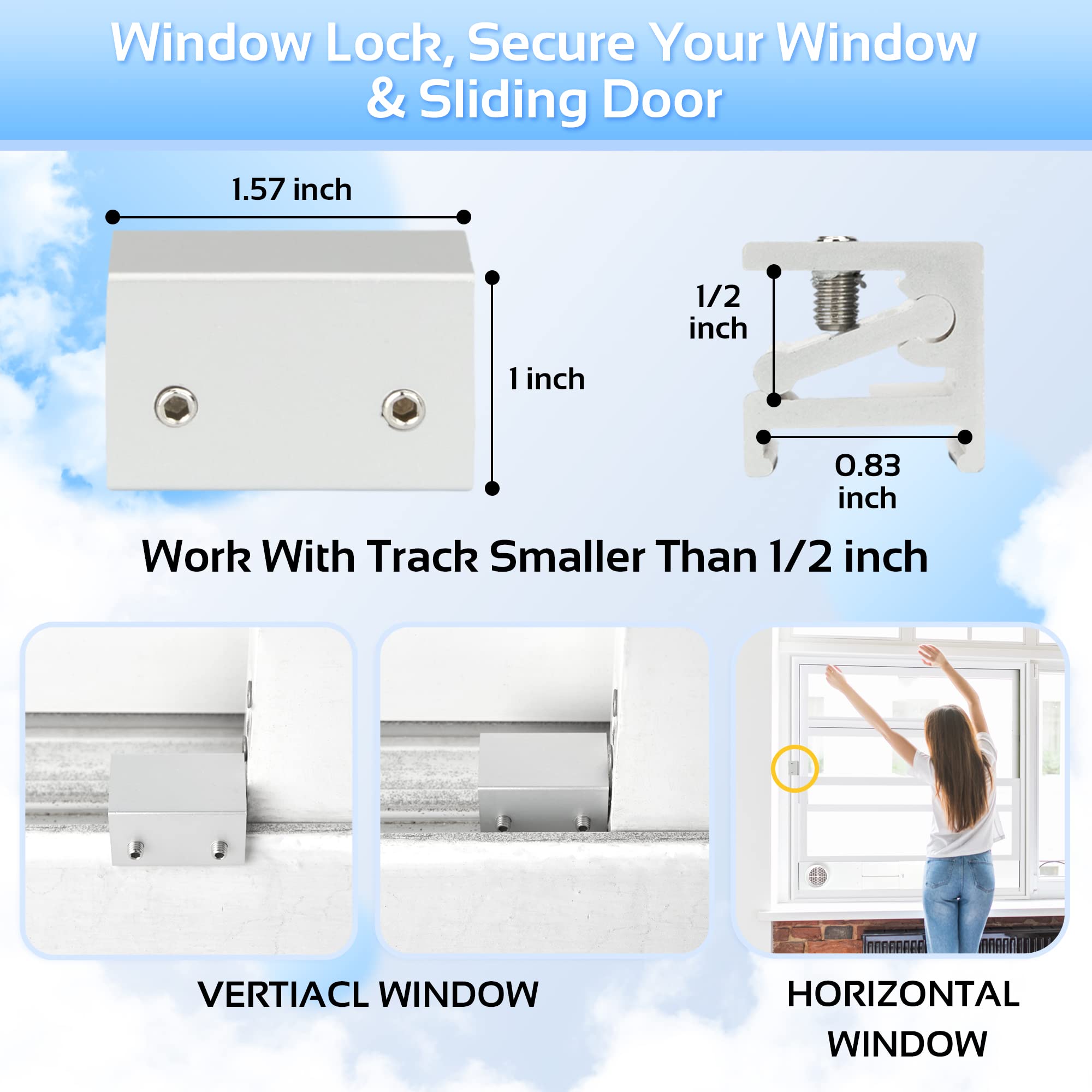 Garfine Portable AC Window Seal Kit Compatible with 5.9 inch Hose, Max Length 52.3”, Window Vent Kit with Vent Screen, 2 Types of Weather Stripping and Window Lock for Window & Patio Sliding Door