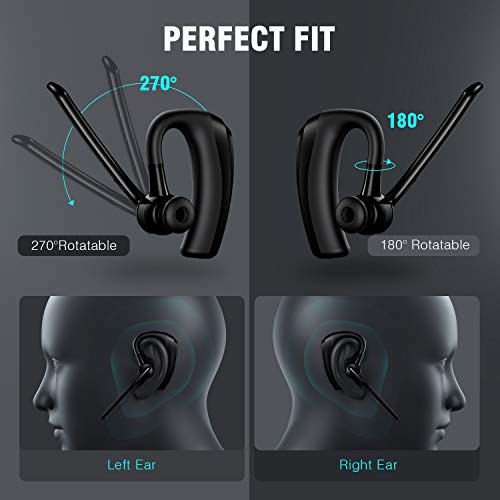 Unipows Bluetooth Headset, Bluetooth Earpiece 16 Hours Talktime with CVC8.0 Noise Cancelling Mic Mute Key Hands-Free Earphones for Cell Phones PC Laptop Business Truck Driver Office Call Center Skype
