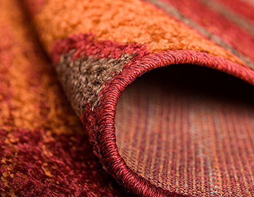 Unique Loom Autumn Collection Modern Contemporary Casual Abstract Area Rug, Rectangular 5' 0 x 8' 0, Terracotta/Burgundy Border