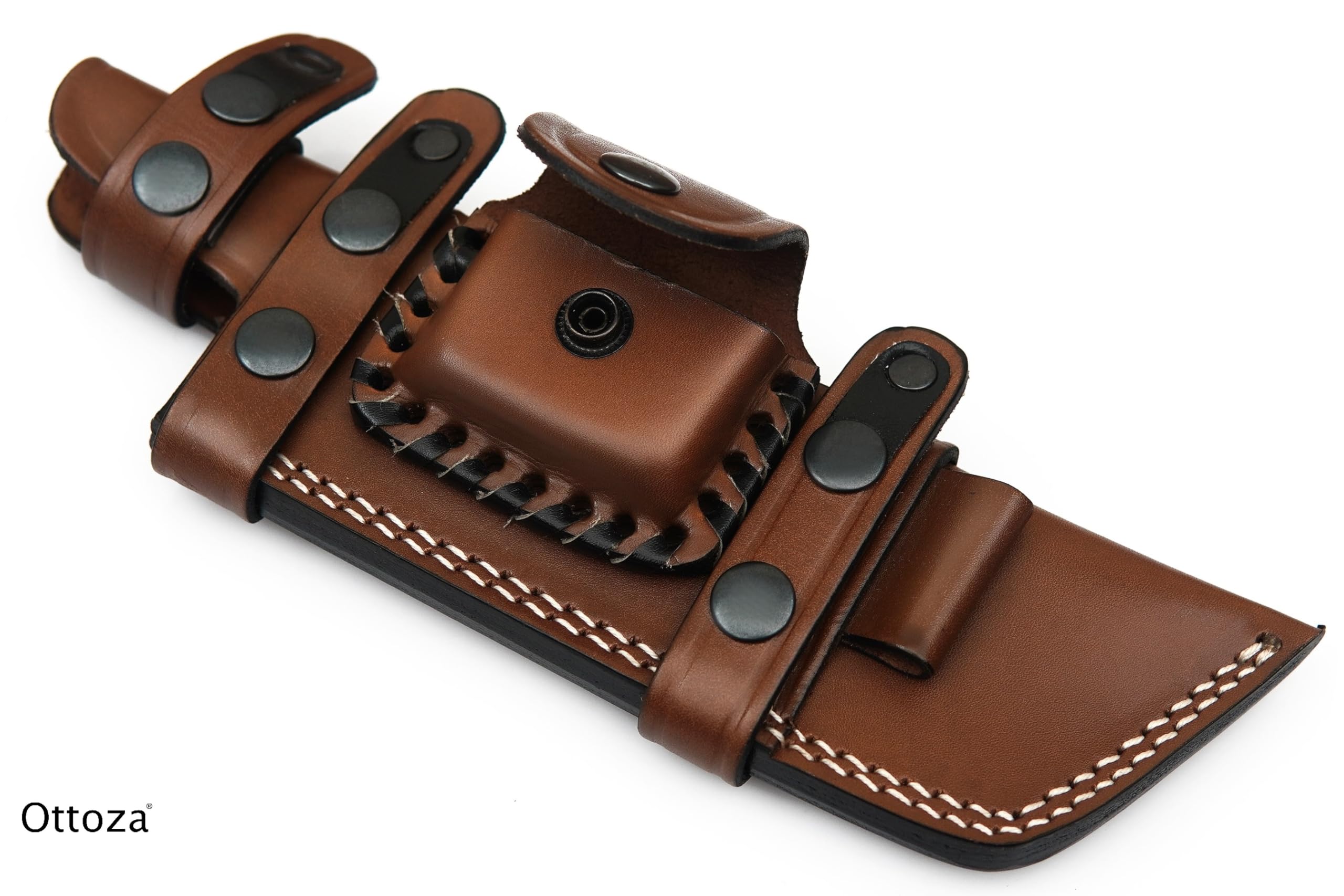 Ottoza TOP GRAIN Leather Knife Sheaths for Fixed Blade Knives, LEFT HAND Leather Knife Sheath for Belt, Leather Knife Holster Belt Knife Holder, Horizontal Knife Sheath for Belt No:65