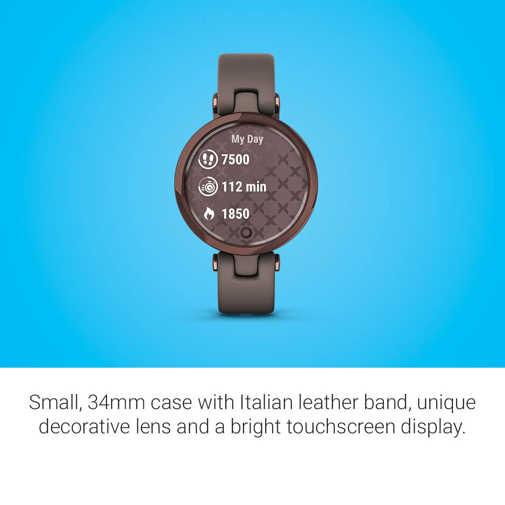 Garmin Lily™, Small GPS Smartwatch with Touchscreen and Patterned Lens, Dark Bronze (Renewed)