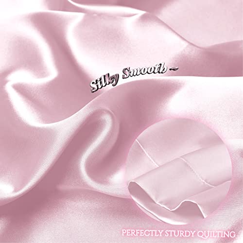 KINMEROOM Satin Pillowcase for Hair and Skin, Pink Pillowcases 2 Pack, Queen Size Pillow Cases Set of 2, Luxury and Soft Satin Pillow Covers with Envelope Closure (20x30 Inches)
