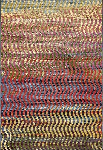 Unique Loom Outdoor Modern Collection Area Rug - Wavy (5' 3" x 8' Rectangle, Multi/ Beige)