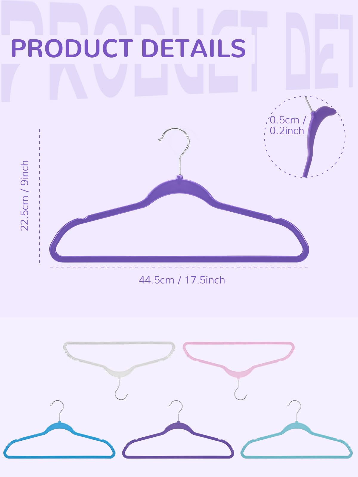 HOUSE DAY 60 Pack Plastic Hangers, Purple Hangers Extra Wide with 360°Swivel Hook, Space Saving Hangers for Bedroom Closet, Shirts, Pants, Heavy Duty Hangers Enough for Coat, Suit