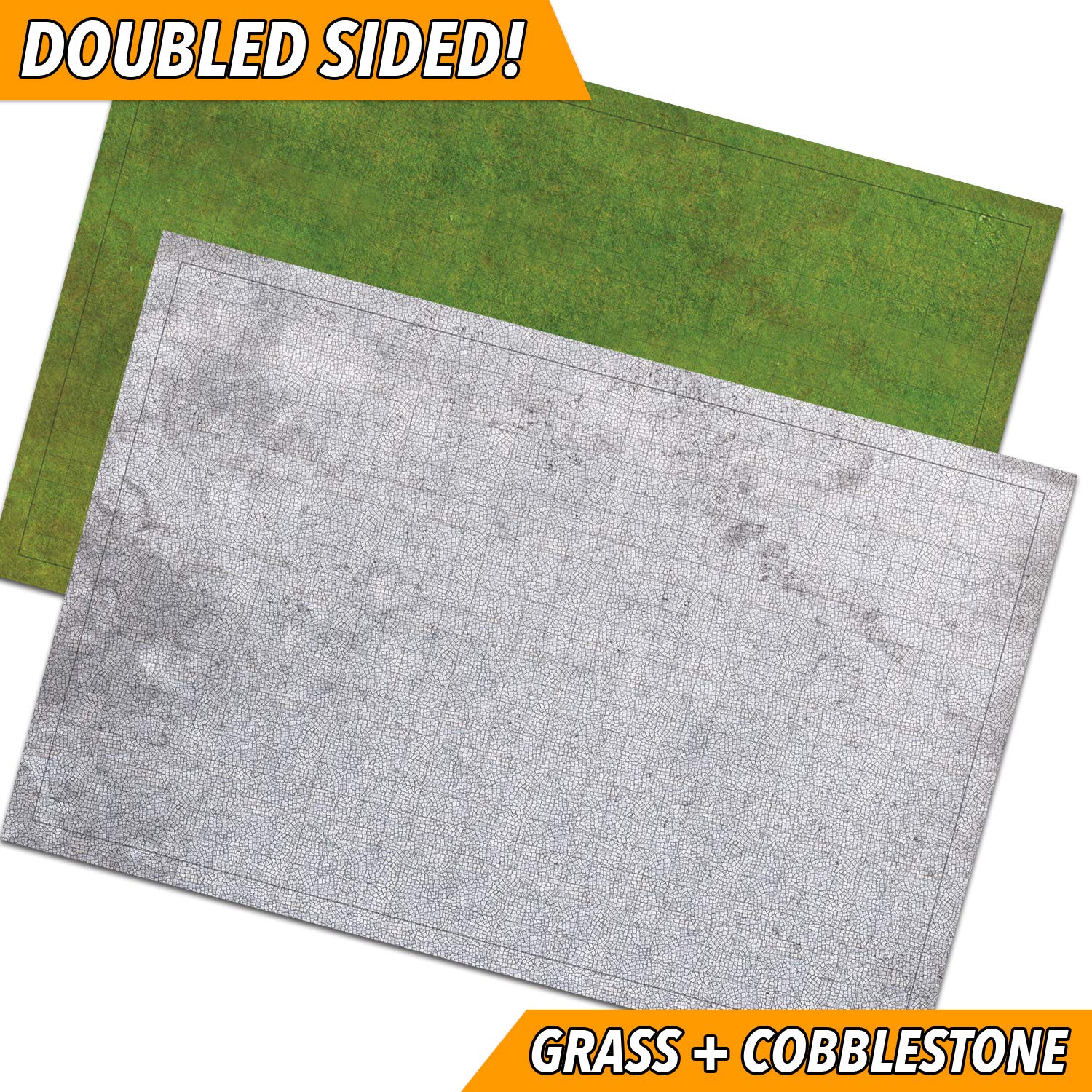 RPG Battle Game Mat - 6 Pack Dry Erase Double Sided 36 x 24 (12 Terrains) + 4 Dry Erase Markers + 1 Eraser + 7pc Polyhedral Dice Set - Large Table Top Role Playing Map for Starters and Masters…