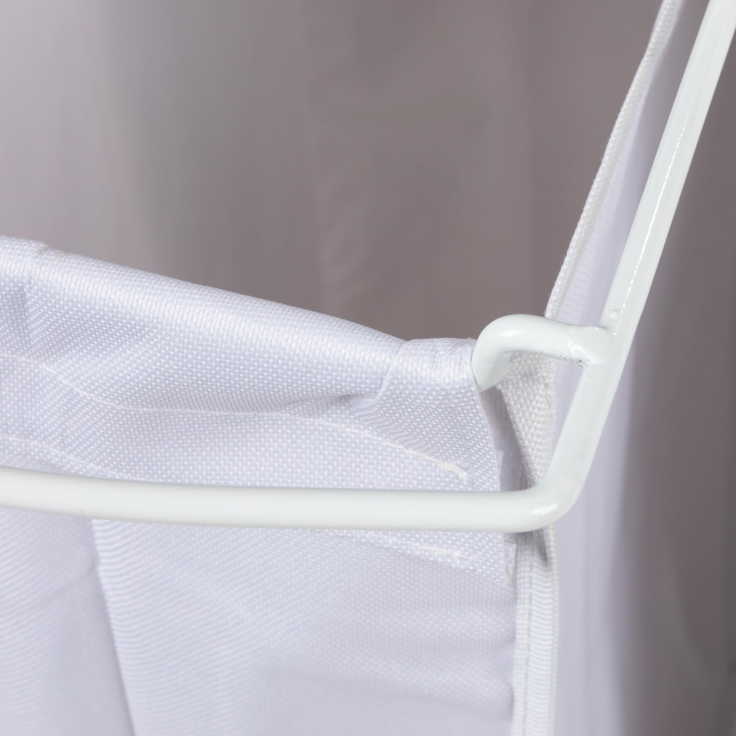 Household Essentials 3-Bag Laundry Sorter, Smooth Laminate Shelving, Sturdy Steel Frame, Wheeling and Stationary Feet Options, Washable Linen Laundry Bags, 3-Load Capacity, Versatile, White