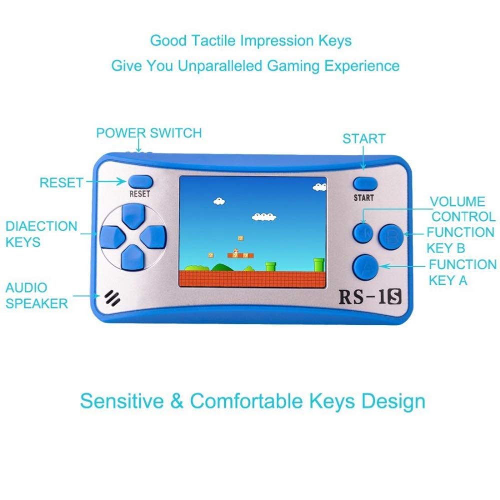 ZTING 2.5LCDD Handheld Children's Game Machine, Built-in 168 Old School Games Retro Arcade Game Player Boy Birthday Gift,Blue