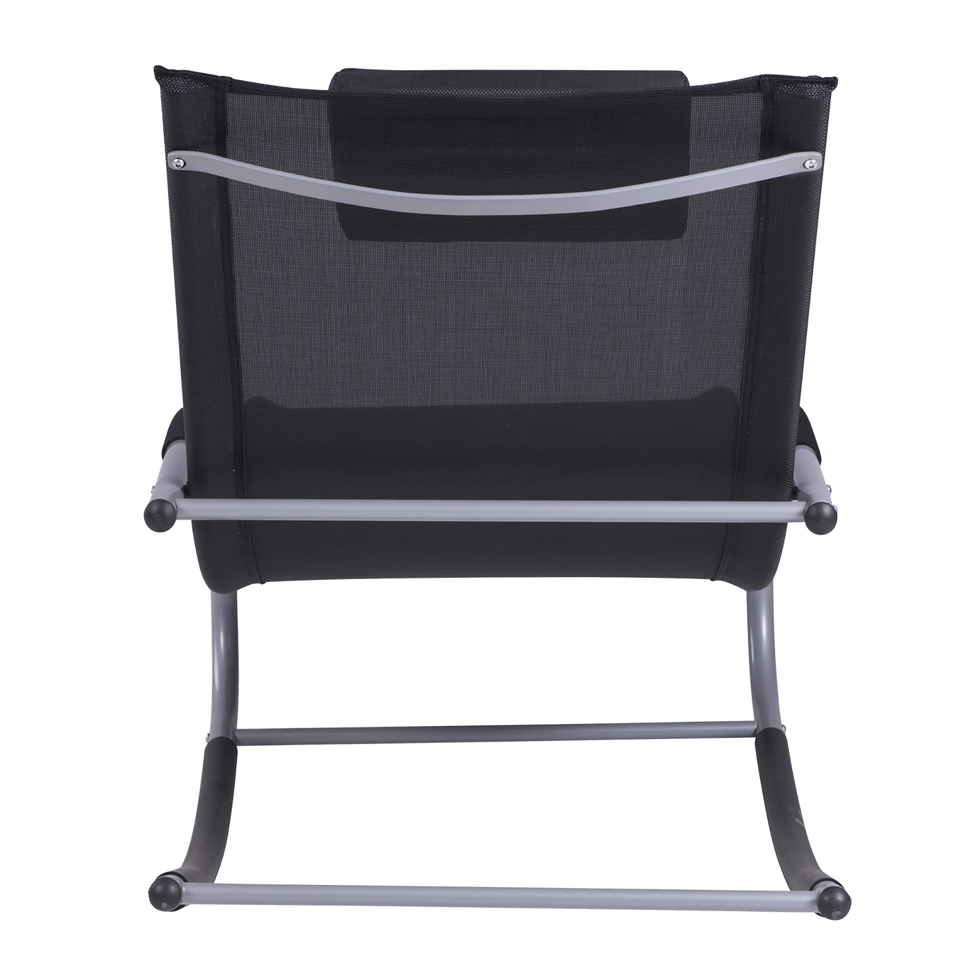 Outsunny Zero Gravity Rocking Chair Outdoor Chaise Lounge Chair Recliner Rocker with Detachable Pillow and Weather-Resistant Fabric for Patio, Deck, Pool, Black