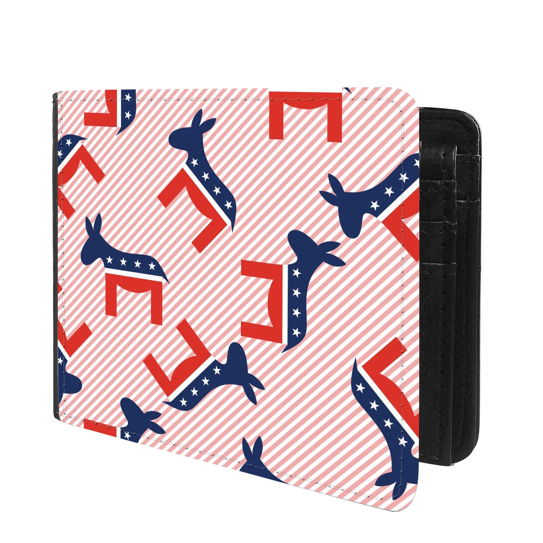Ztion Unique Desige Pattern - Democrat Donkeys pattern on red stripes, Slim Front Pocket Wallet Billfold RFID Blocking