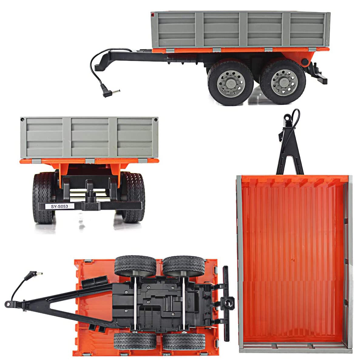 Dollox RC Farm Tractor Toy 1/16 Scale Construction Farmer Truck 2.4G Hobby Remote Control Engineering Vehicle + Tipping Trailer Accessory with Hitch