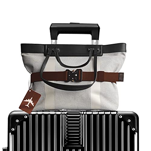 QMSM 2pcs Luggage Belt, Travel Belt for Luggage - Stylish & Adjustable Add a Bag Luggage Strap for Carry On Bag- Airport Travel Accessories for Women & Men. (2Coffee Color)