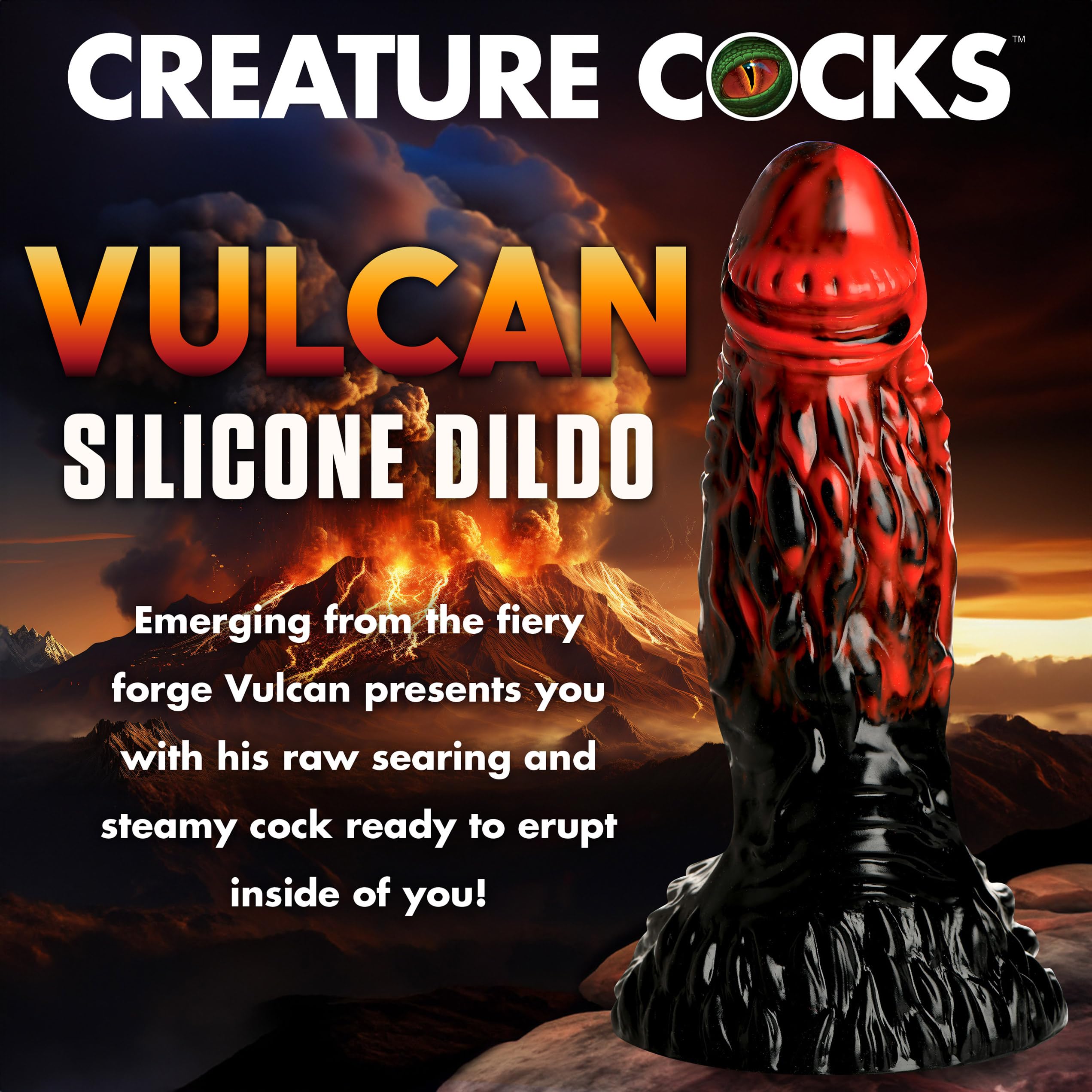 CREATURE COCKS Vulcan Silicone Dildo for Men, Women & Couples. Firm and Flexible, Strong Suction Base, Fantasy Dildo, Unique Texture. Premium Phthalate-Free & Body-Safe Silicone. 1 Piece, Red