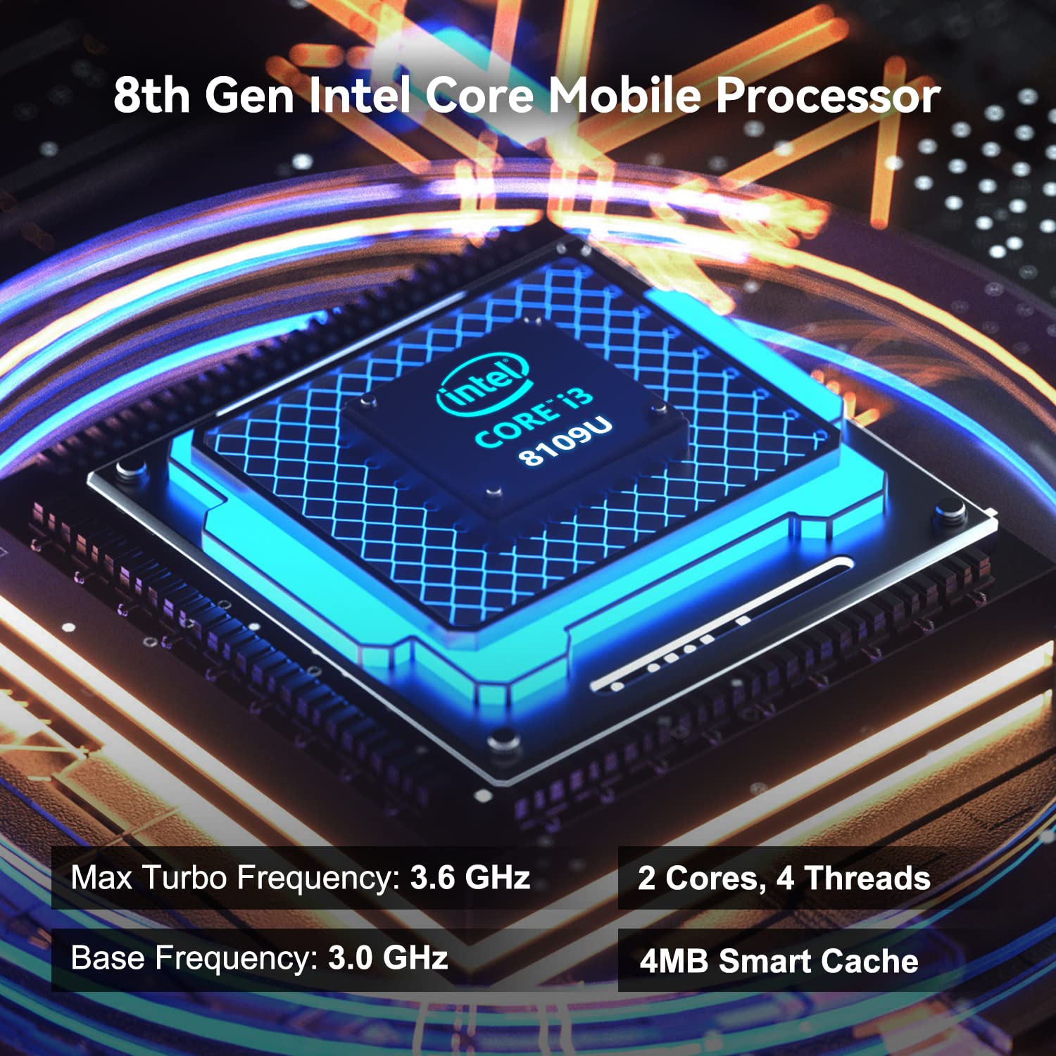 GEEKOM Mini PC, Intel Core i3-8109U, 8GB RAM, 256GB SSD, Windows 11 Pro, Mini Desktop Computer, Versatile Performance