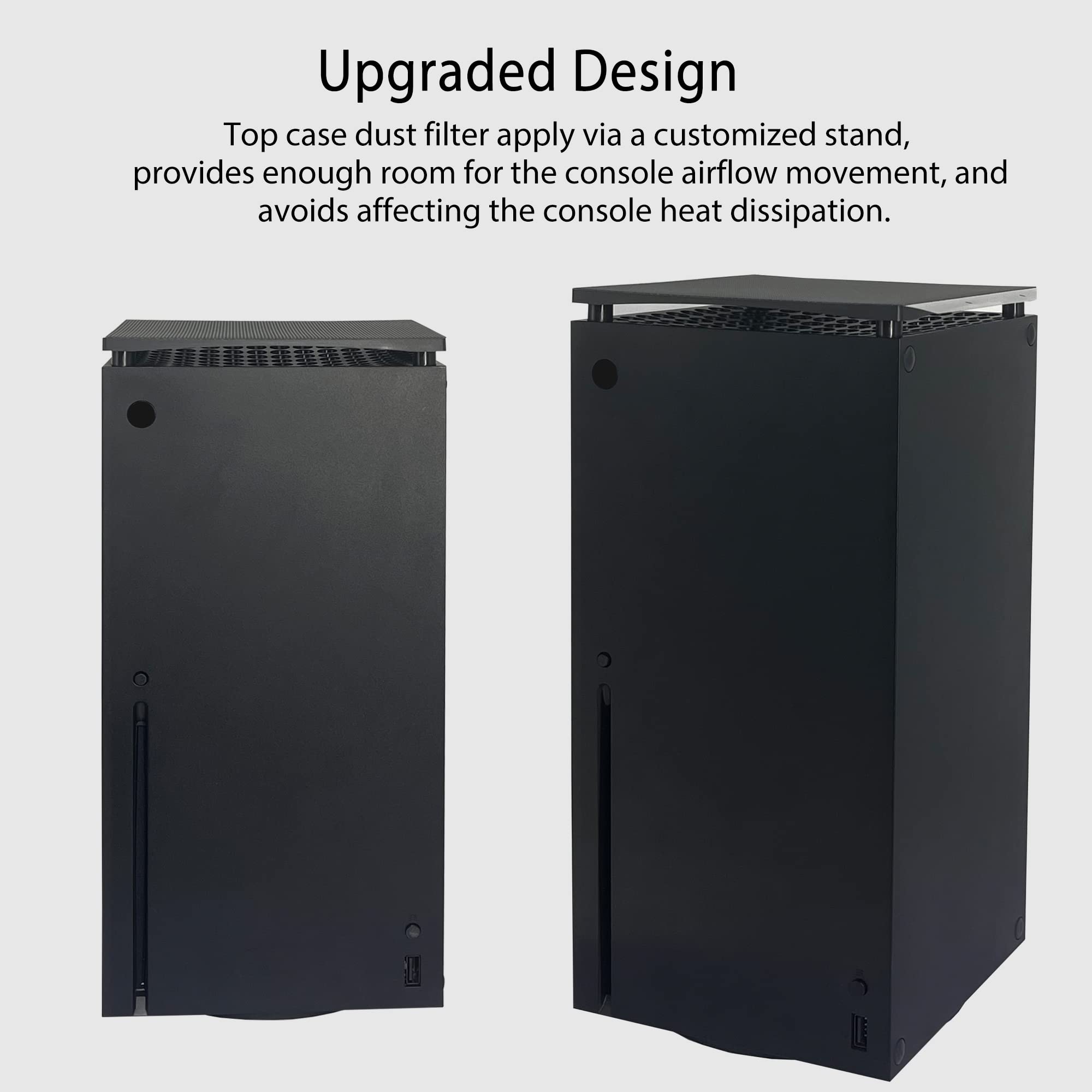 Dust Filter Cover for Xbox series X DOBEWINGDELOU ABS plastic bracket and 4 PVC Meshes Set Dustproof Filter Cover Black