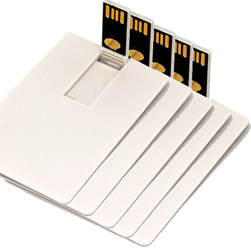 Credit Card USB Flash Drive Blank DIY Memory Stick Wholesale Bulk Pack 5 (2GB, White)