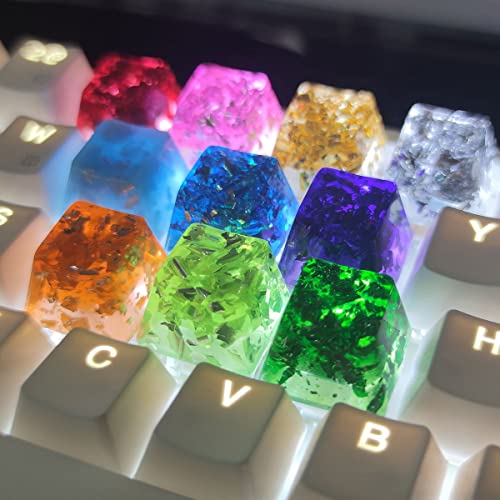 Gaming Keycaps Hand Made Resin Artisan Personality Key Cap Gaming Mechanical Keyboard DIY 1pcs (Orange,Space)