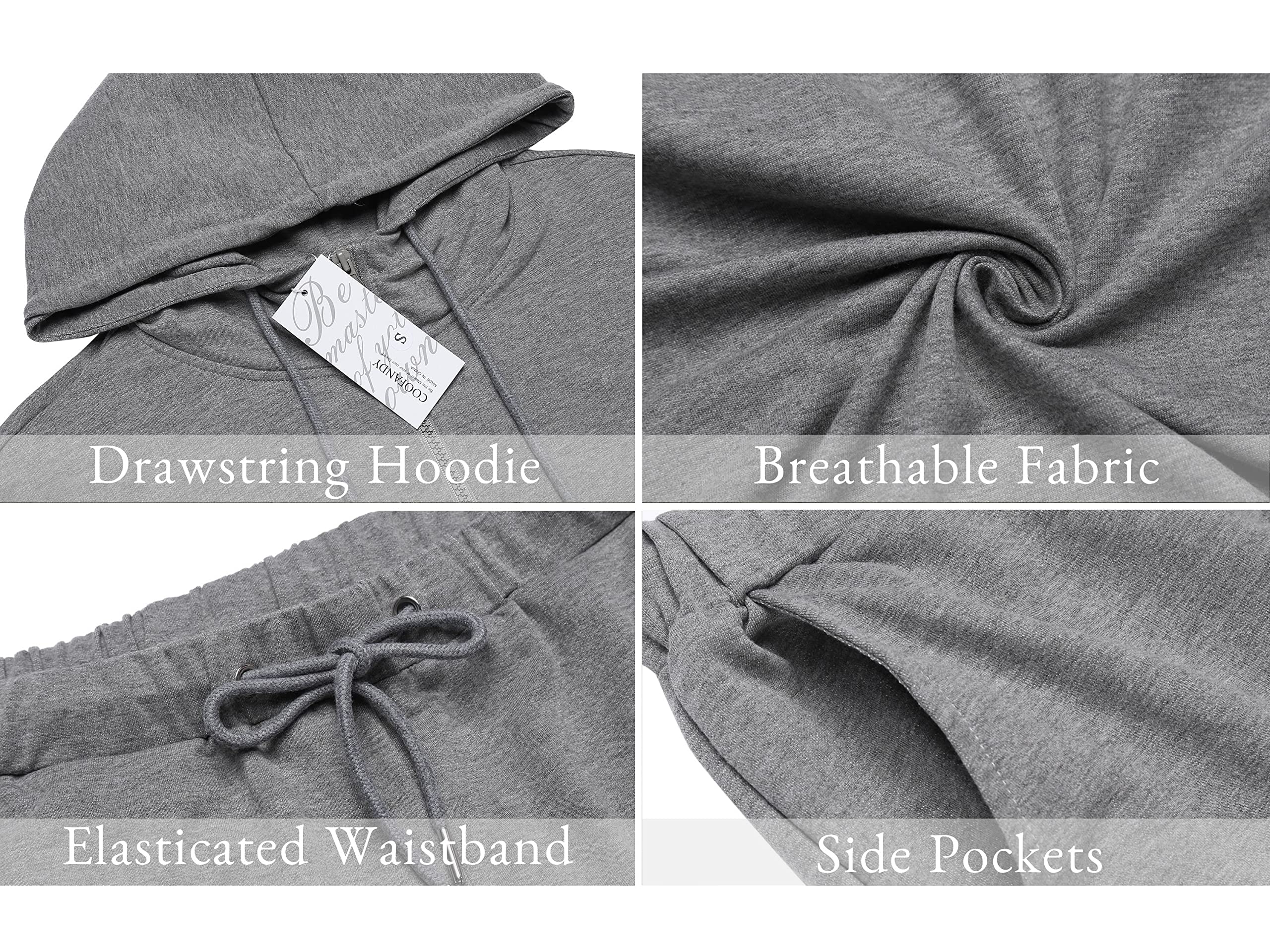 COOFANDY Sweatsuits Sets for Men Full Zip Hoodie Jacket Men Jogging Pants Casual Tracksuit Athletic Sweatsuit