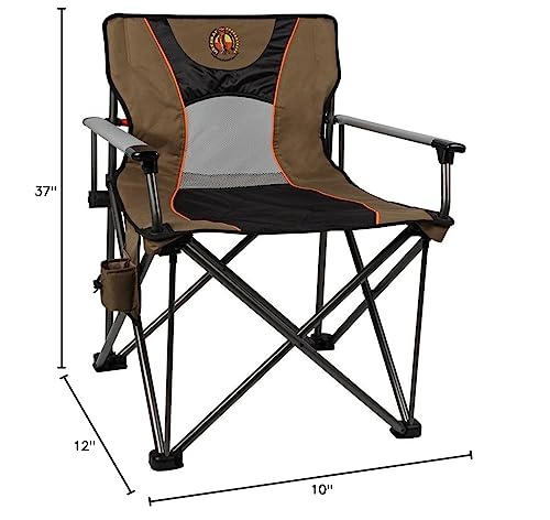 Bushtec Adventure Charlie Folding Fisherman Sportsman Camping Chair with Solid Arms 440 lbs max