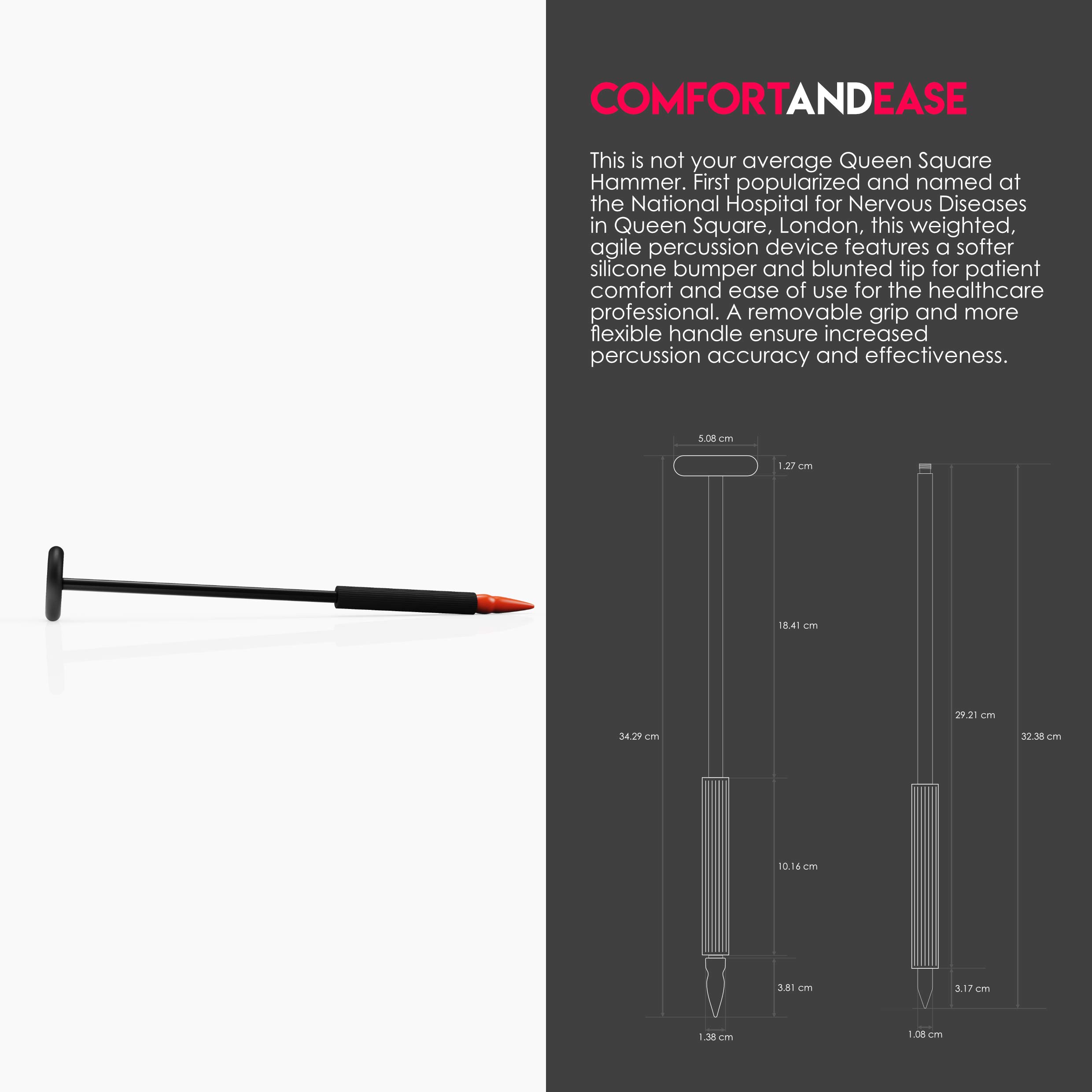 MDF Instruments Queen Square Neurological Reflex Hammer with Pointed tip for Superficial responses with MDF LUMiNiX Illuminator Medical Professional Diagnostic Penlight