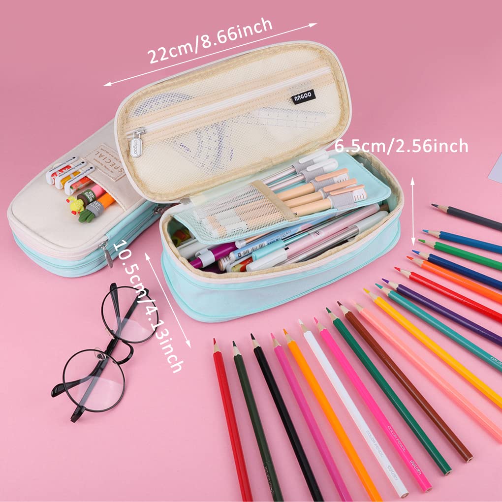 Oyachic Big Capacity Pencil Case, Telescopic Pencil Pouch,Zipper Pen Bag,Canvas Markers Organization Makeup Bag Box,Pencil Holder Office Supplies