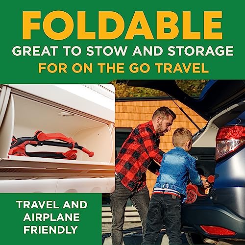 Kids Scooter – Foldable Seat – LED Wheel Lights Illuminate When Rolling – Children and Toddler 3 Wheel Kick Scooter – Adjustable Handlebar – Indoor and Outdoor- Red - by Lifemaster
