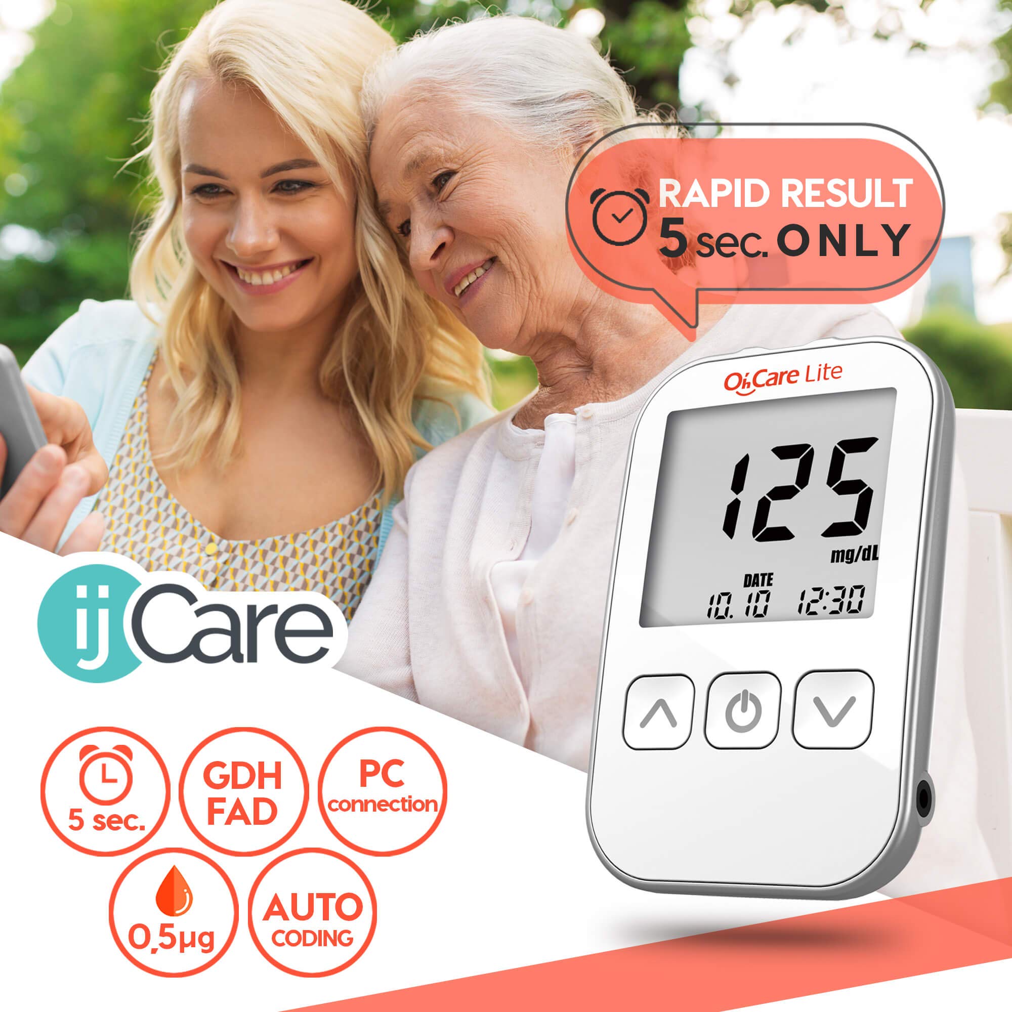 Oh’Care Lite Blood Sugar Testing Monitor – Glucose Test Strips and Lancets for for Blood Testing – Accurate and Affordable Diabetic Supplies (100 Strips + 100 Lancets)