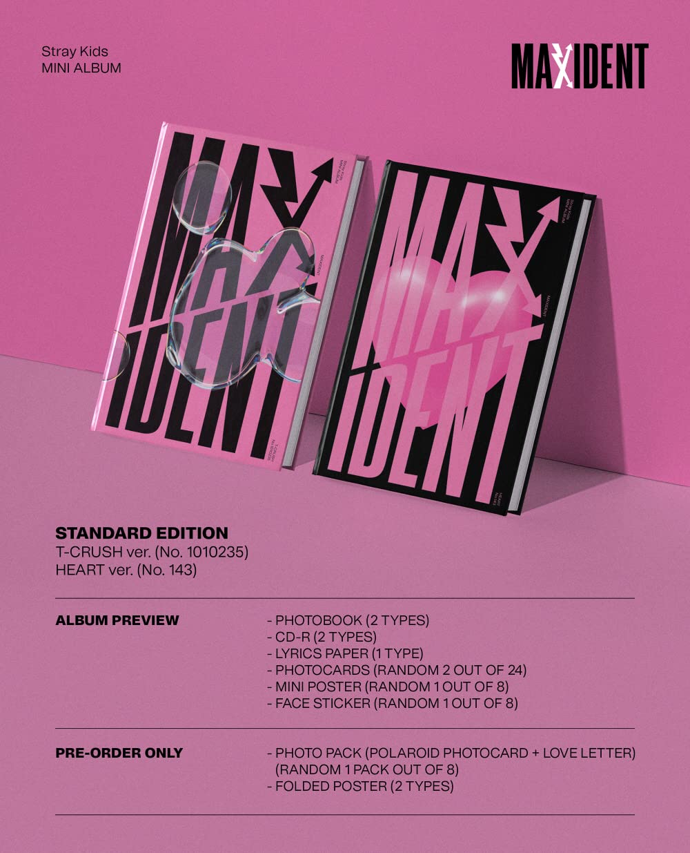 DREAMUS Stray Kids - MAXIDENT Standard Edition CD+Pre-Order Benefit (Heart ver.), (JYPK1467)