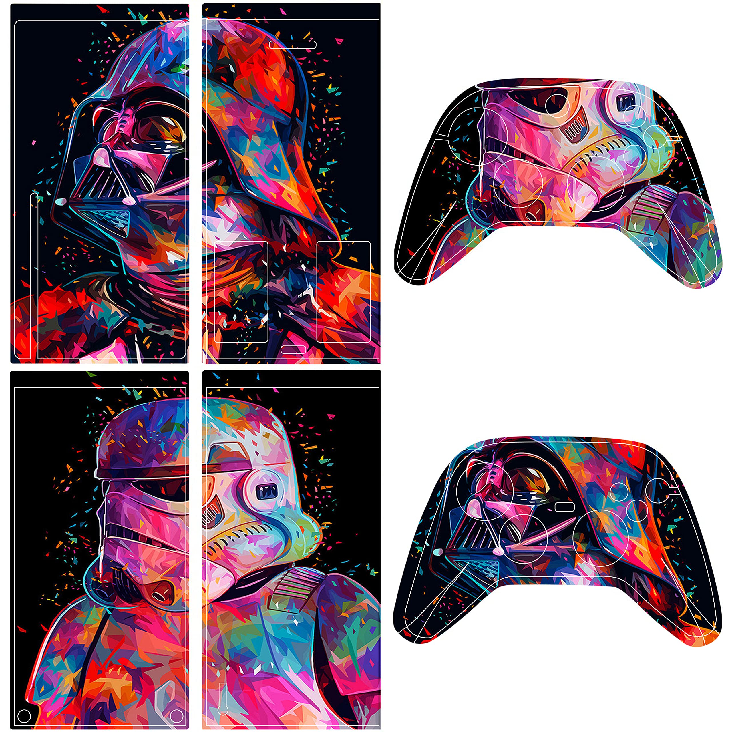 Cool X-Box Series X Skin Set,Fashion Protector Wrap Cover Protective Faceplate Full Set Compatible with X-Box Series X Console and Controller Skins