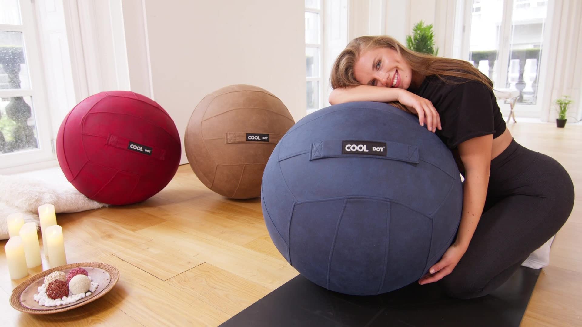 COOLDOT Yoga Ball Chair for Office Relieves Lower Back Pain by Strengthening Core Muscles to Get Straight Back, an Effective Aesthetic Minimalist Design for 8 to 12 Hours Work Shift with No Slouch