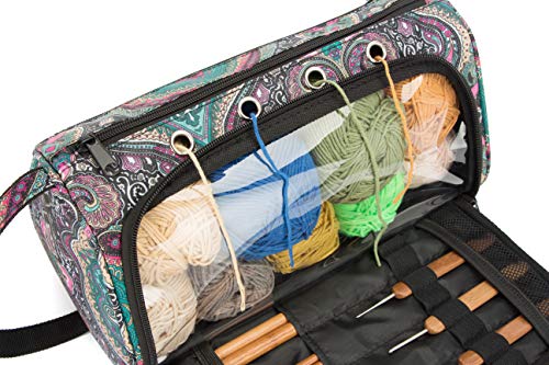 Pacmaxi Yarn Storage Knitting Organizer Carrying Yarn Holder Lightweight Yarn Storage Bag Portable Knitting Organizer for Cotton Yarns, Crochet Hooks, Knitting Needles(Up to 10 Inch)(Bag Only) (Blue)