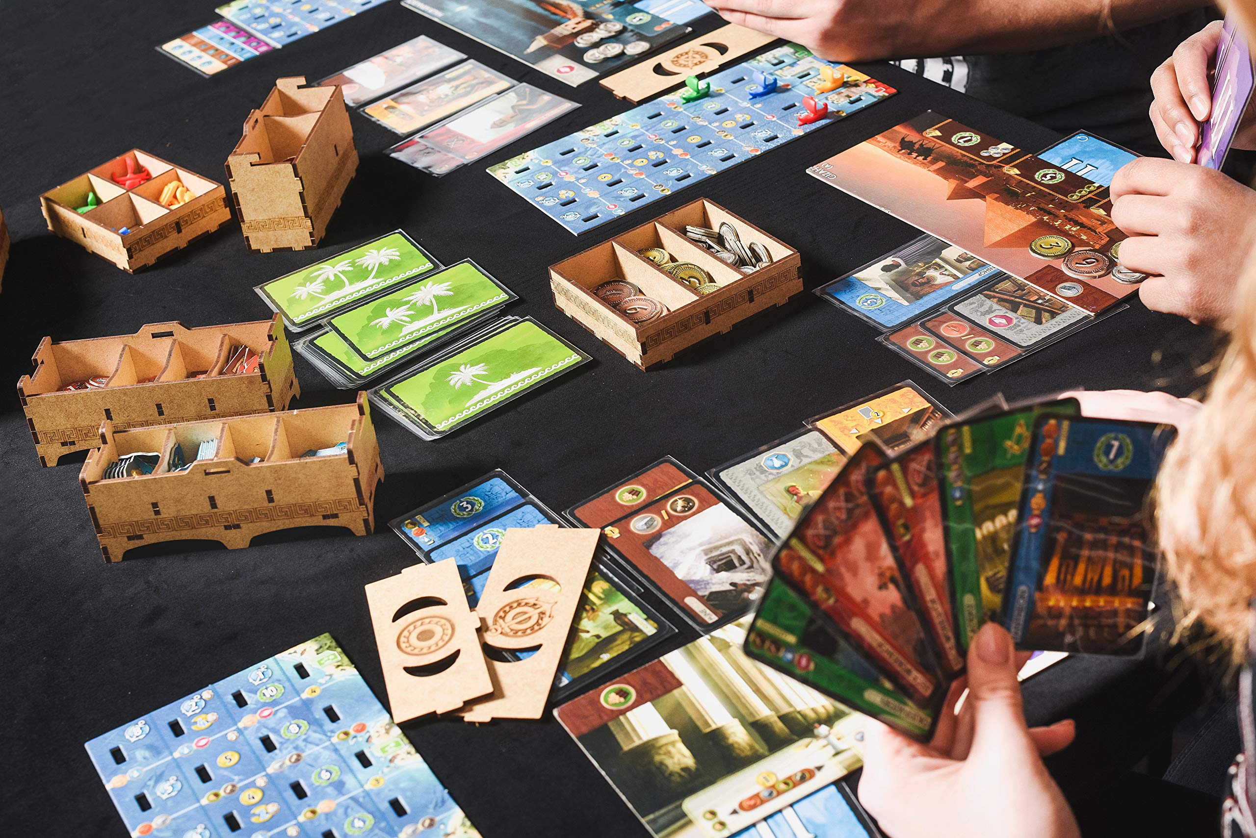 TowerRex Board Game Organizer for 7 Wonders board game box 1st Ed, 7 Wonders Cities expansion, 7 Wonders Armada expansion, 7 Wonders Leaders, 7Wonders game organizer insert storage kit accessories