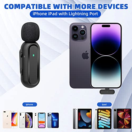 BYbrutek Wireless Lavalier Microphone for iPhone Video Recording Podcast, Lapel Mini Microphones with Portable Charging Case