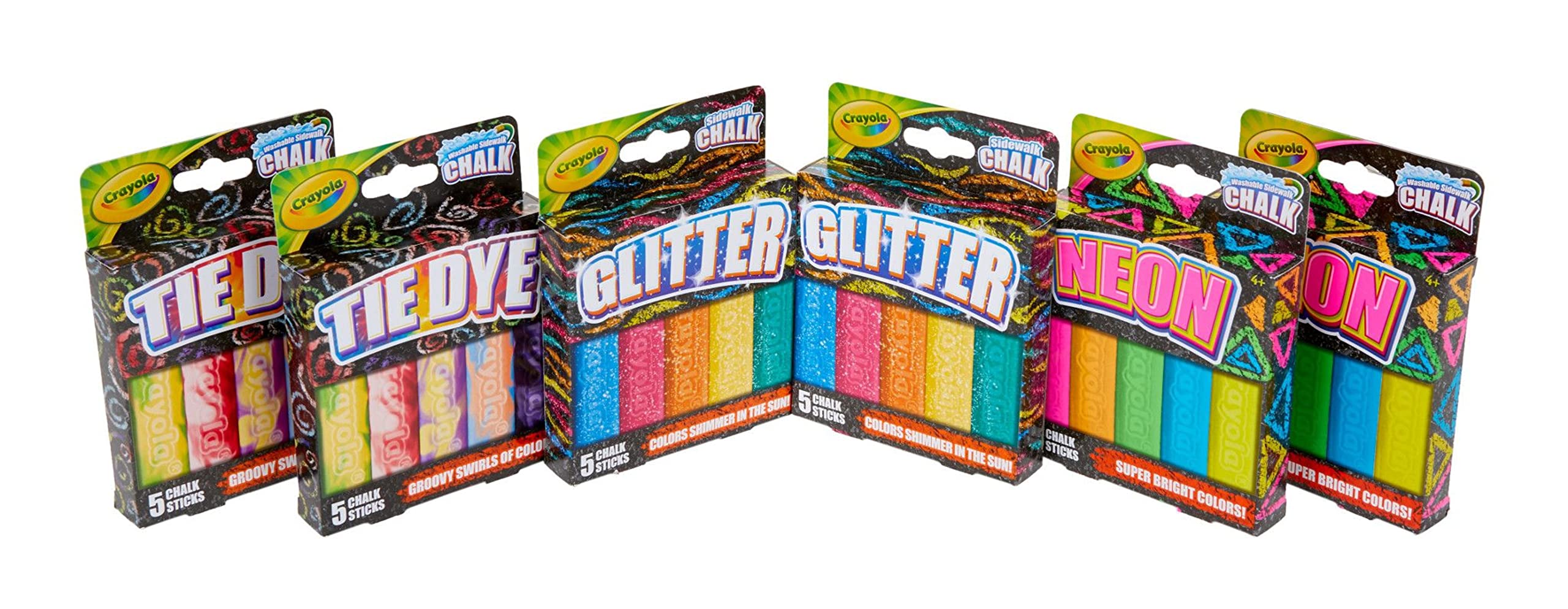 Crayola Chalk Set, Special Effects, 30 Count (Glitter, Neon, Tie Dye), Outdoor Toys for Kids, Ages 4+ [Amazon Exclusive]