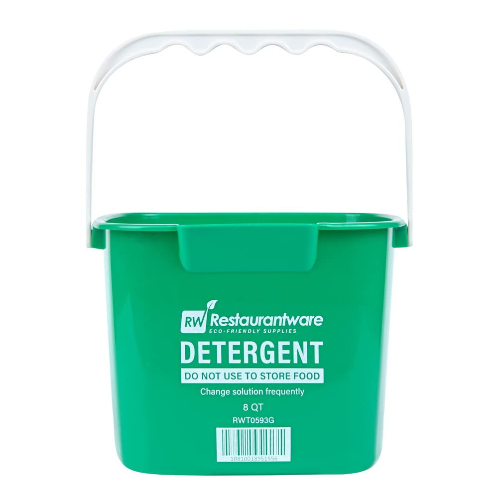 Restaurantware-RW Clean 8 Quart Cleaning Bucket, 1 Detergent Square Bucket - With Measurements, Built-In Spout And Handle, Green Plastic Utility Bucket, For Home Or Commercial Use,