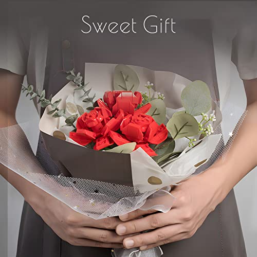 Flower Building Block Kit, Creative DIY Flowers Botanical Collection Building Brick Toy for Adults Christmas Valentines Home Decoration Office - Red Rose
