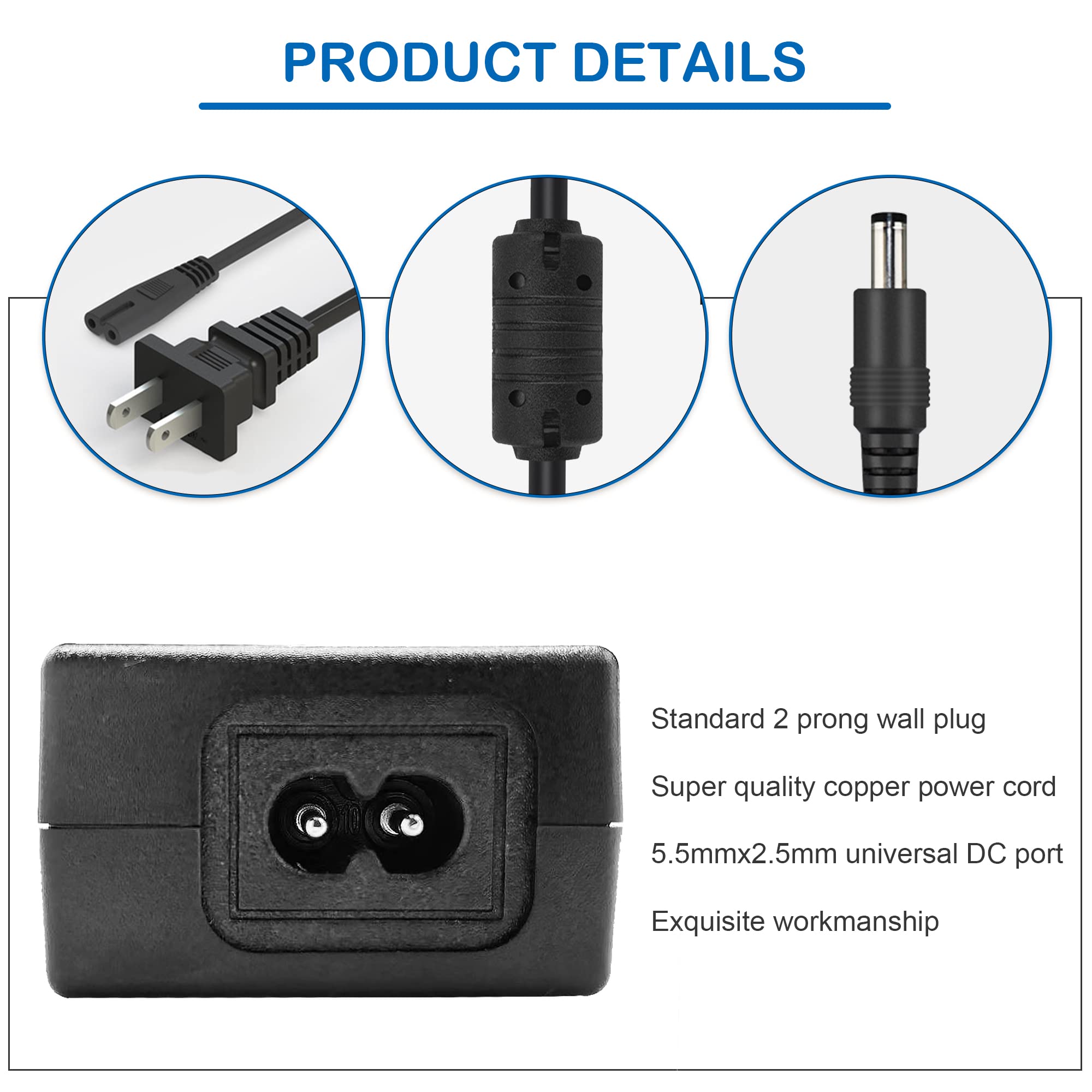 OPBYWE 12V 5A 60W Power Supply Adapter AC DC Converter 100V~240V to 12 Volt 5 Amp Transformer 5.5x2.1mm Plug for Christmas Tree LED Light Strips CCTV Security System LCD Monitor