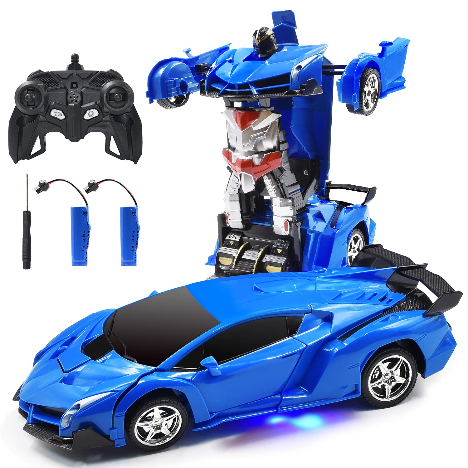 Trimnpy RC Cars for Kids Remote Control Transformrobot Toys, One-Button Deformation 1:18 Gift, 360Β°Rotating Drifting 2.4Ghz Rechargeable (Blue)