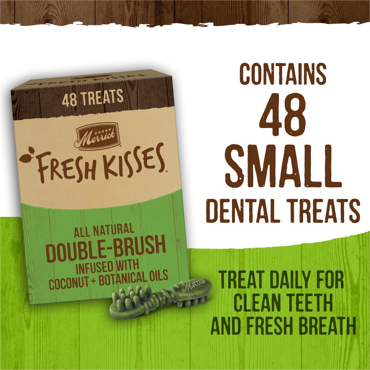 Merrick Fresh Kisses Natural Dental Chews Infused With Coconut And Botanical Oils For Small Dogs 15-25 Lbs - 15 ct. Bag