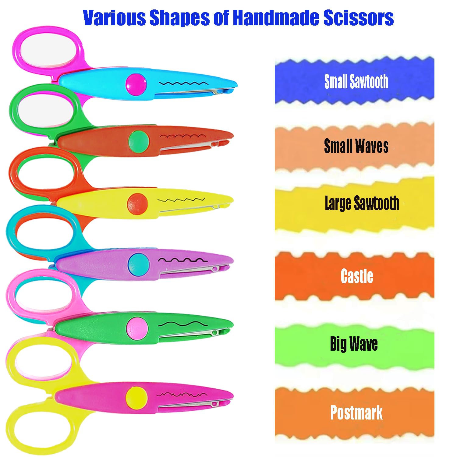 Paper Edge Scissors Set of 6 Different Patterns Craft Scissors for Teachers, Scrapbooking, Album, Kids, Arts