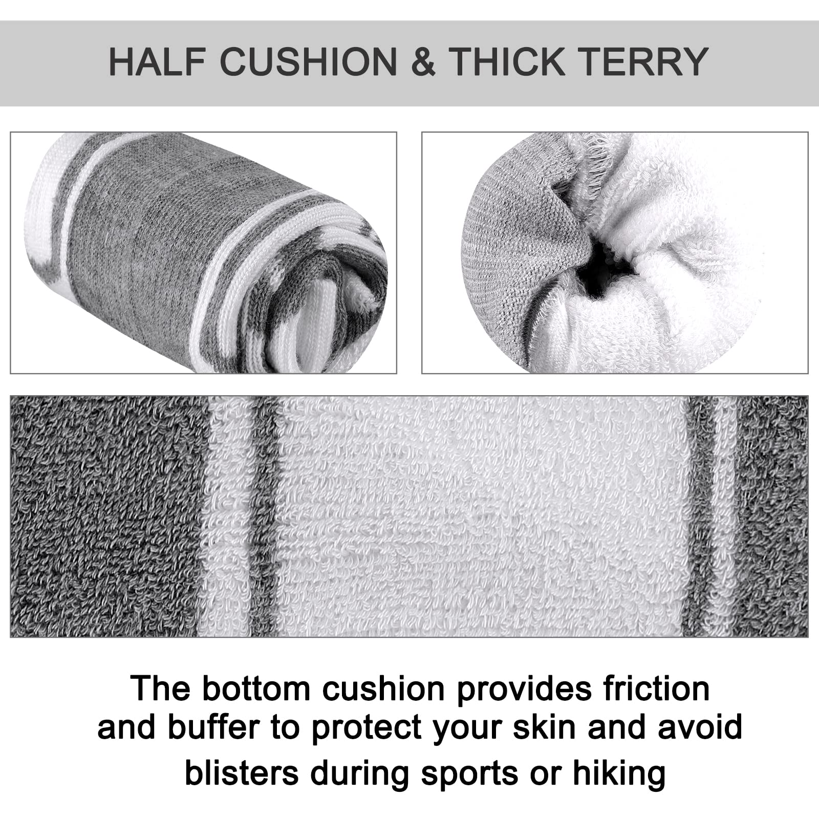 COOVAN Mens Hiking Socks Crew Cushion Athletic Elastic Arch Support Running Tab Crew Socks 5 Pairs