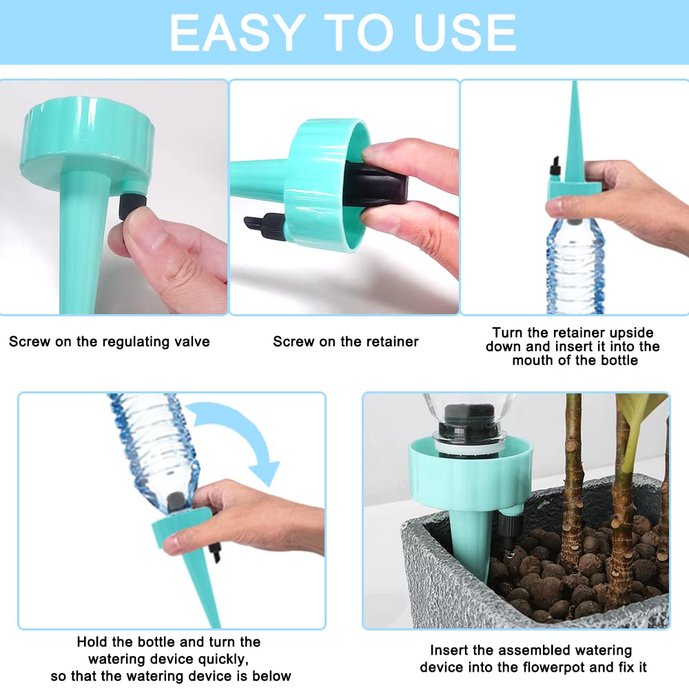 FineGood 15 Set Self Watering Spikes, Plant Watering Spikes Automatic Plant Watering System for Potted Plants Home and Vacation Plant Watering with Slow Release Control Valve Switch