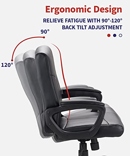 KLASIKA Home Chair Executive Office Chair Desk Ergonomic Swivel Chair with PU Leather Black 1 Pack