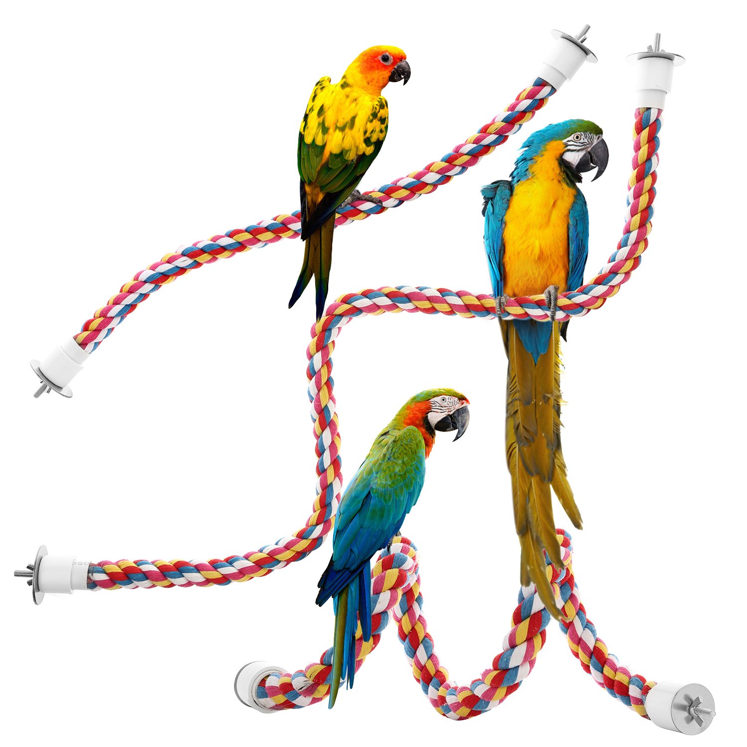 Jusney Bird Rope Perches,Parrot Toys 41 inches Rope Bungee Bird Toy (41 inches)[1 Pack]