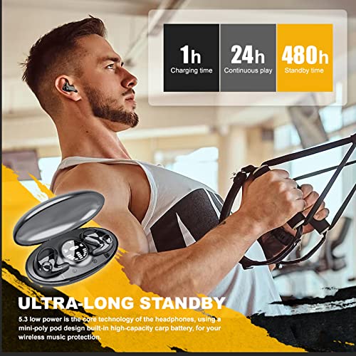 KOURM Invisible Sleep Wireless Earphone Ipx5 Waterproof,Invisible Earbuds Wireless Bluetooth,5.3 Headphones Touch Control,with Wireless Charging Case, Double Noise Cancelling (Black)