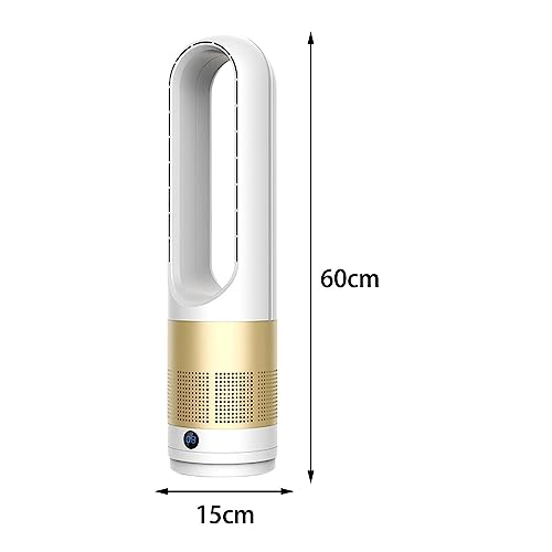 KLKCMS Bladeless Fan, Floor Fan, Mute Oscillating Portable Cooling Fan, Floor Standing Fan, Tower Fan for Living Room, Office Hotel Bedroom Indoor, gold